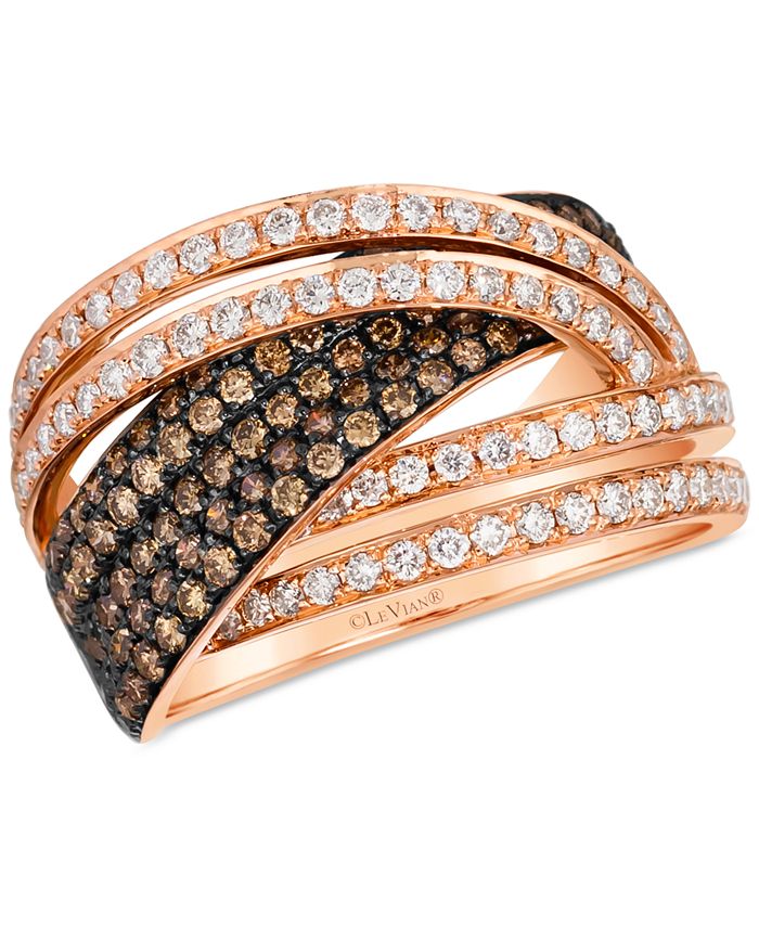 Le Vian Chocolatier® Chocolate Diamond & Vanilla Diamond Crossover Ring ...