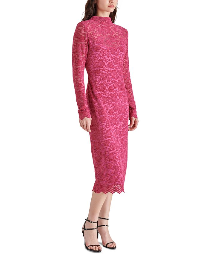 Steve Madden Women's Vivienne Flocked Lace Midi Dress - Macy's