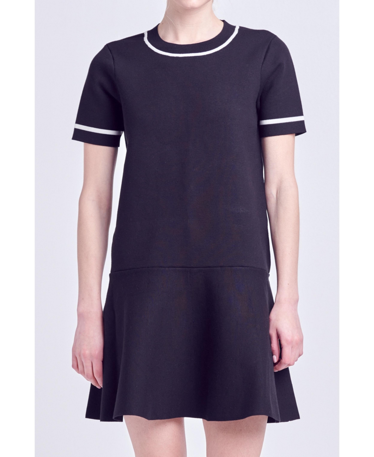 Click here for Womens Knit Contrast Mini Dress - Black/white prices