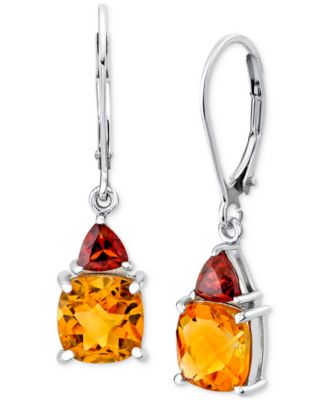 Citrine 3 ct. t.w. Garnet 3 4 ct. t.w. Leverback Drop Earrings in Sterling Silver