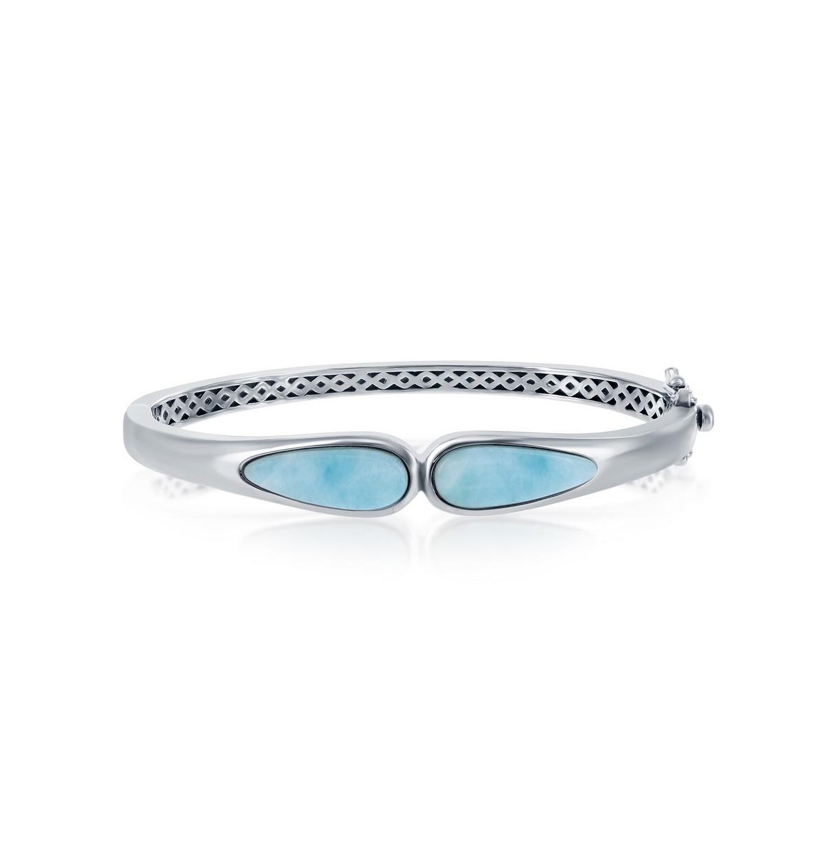 Click here for Sterling Silver Double Teardrop Larimar Bangle - B... prices