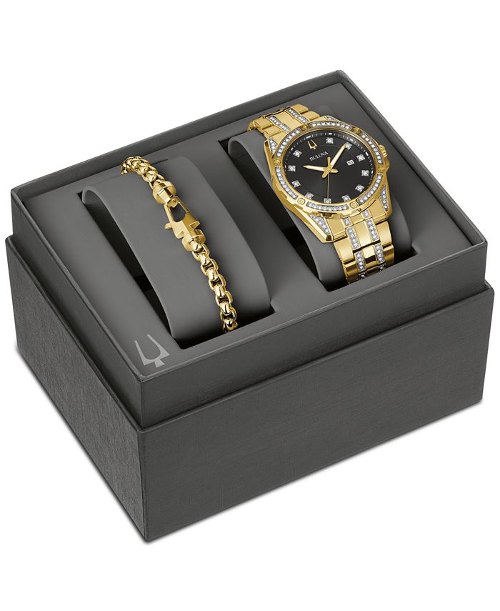 Bulova Men's Classic Crystal Gold-Tone Stainless Steel Bracelet Watch ...