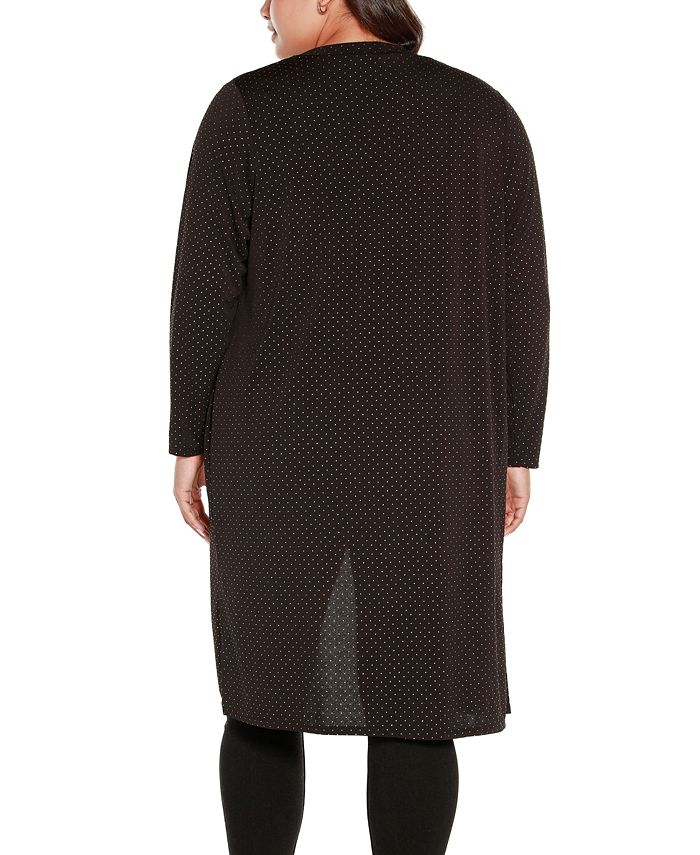 Belldini Black Label Plus Size Textured Metallic Print Cardigan Sweater ...