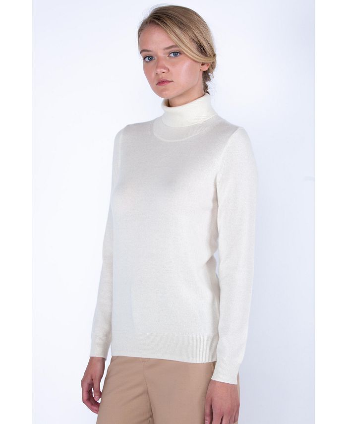 JENNIE LIU Women's 100% Pure Cashmere Long Sleeve Turtleneck Pullover ...