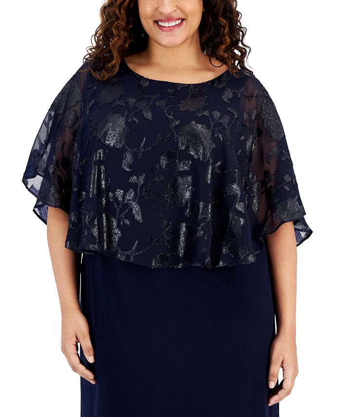 Connected Plus Size Cape-Overlay Sheath Dress - Macy's