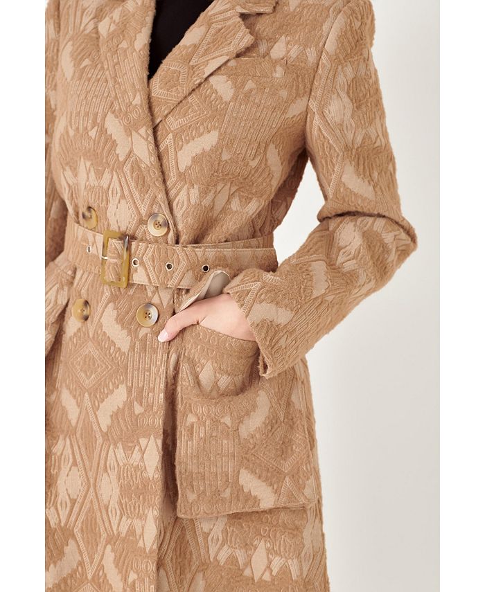 English Factory Women's Wool Brocade Swing Coat - Macy's