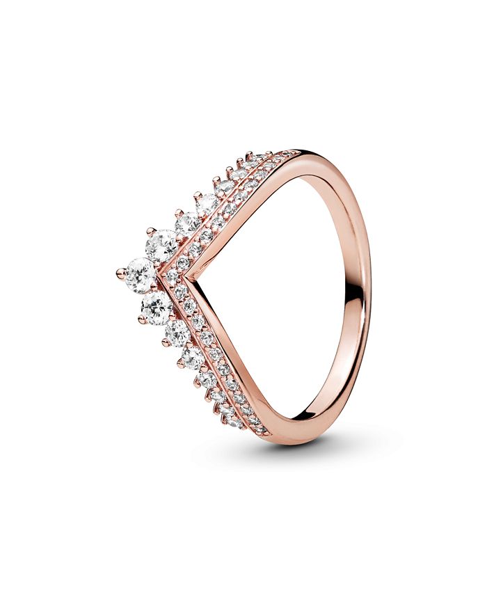 Pandora Cubic Zirconia Timeless Princess Wishbone Ring - Macy's