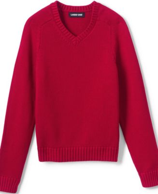 Lands' End Child School Uniform Kids Cotton Modal V-neck Sweater - Macy's