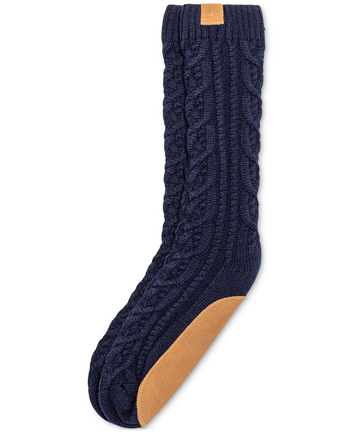 Polo Ralph Lauren Men's Chunky Cable-Knit Suede-Bottom Socks - Macy's