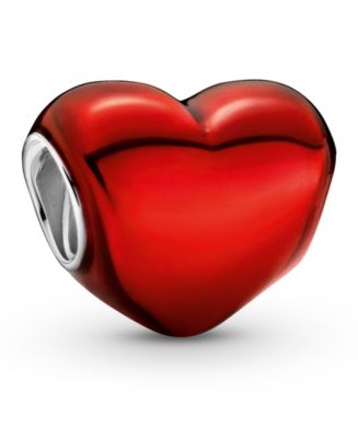 Pandora Sterling Silver Metallic Red Heart Charm - Macy's