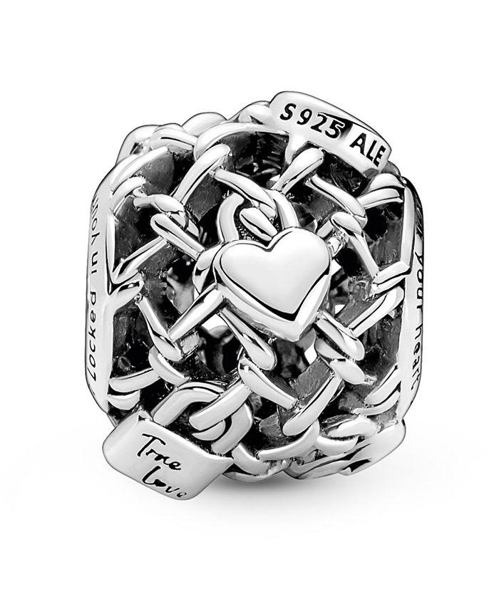 Pandora Sterling Silver Openwork Chain Link Padlock Charm - Macy's