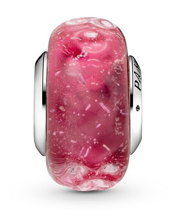 Pandora Sterling Silver Wavy Fancy Pink Murano Glass Charm - Macy's