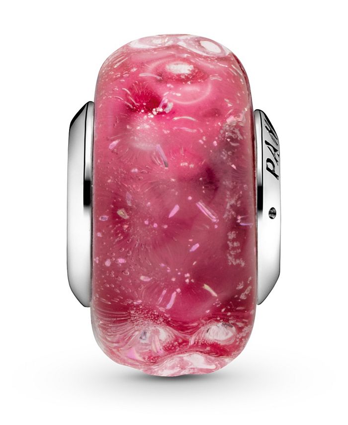 Pandora Sterling Silver Wavy Fancy Pink Murano Glass Charm - Macy's