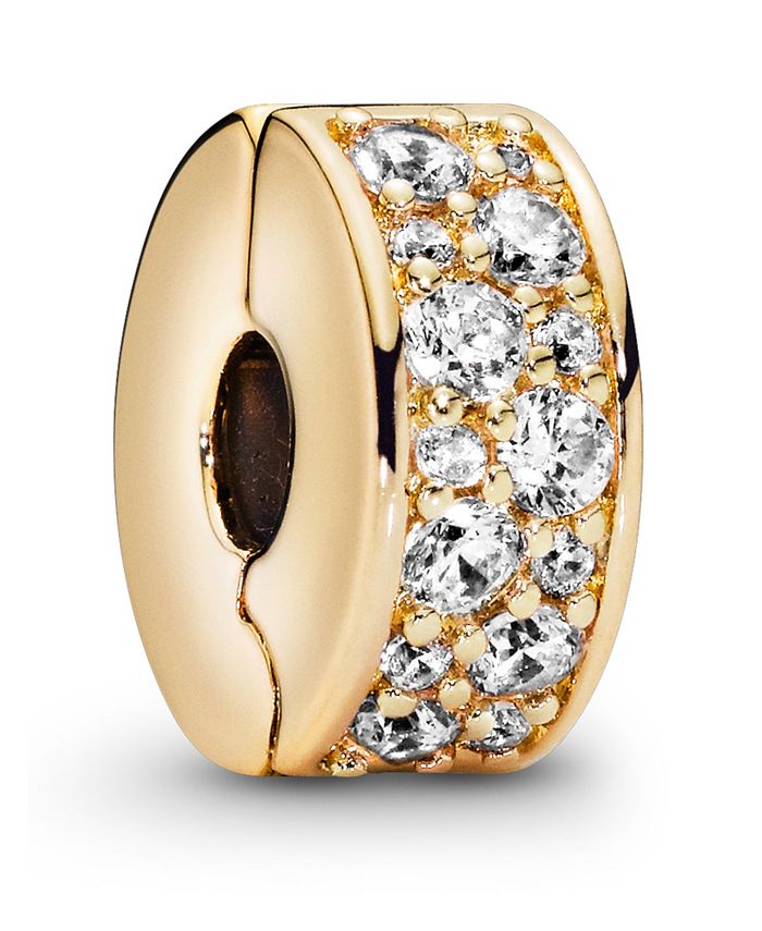 Pandora Cubic Zirconia Clear Pave Fixed Clip Charm - Macy's