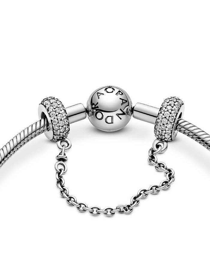 Pandora Sterling Silver Sparkling Pave Safety Chain Charm - Macy's