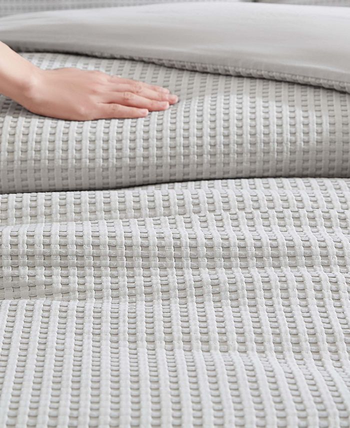Kenneth Cole New York Solid Waffle 3 Piece Duvet Cover Set, Full/Queen - Macy's