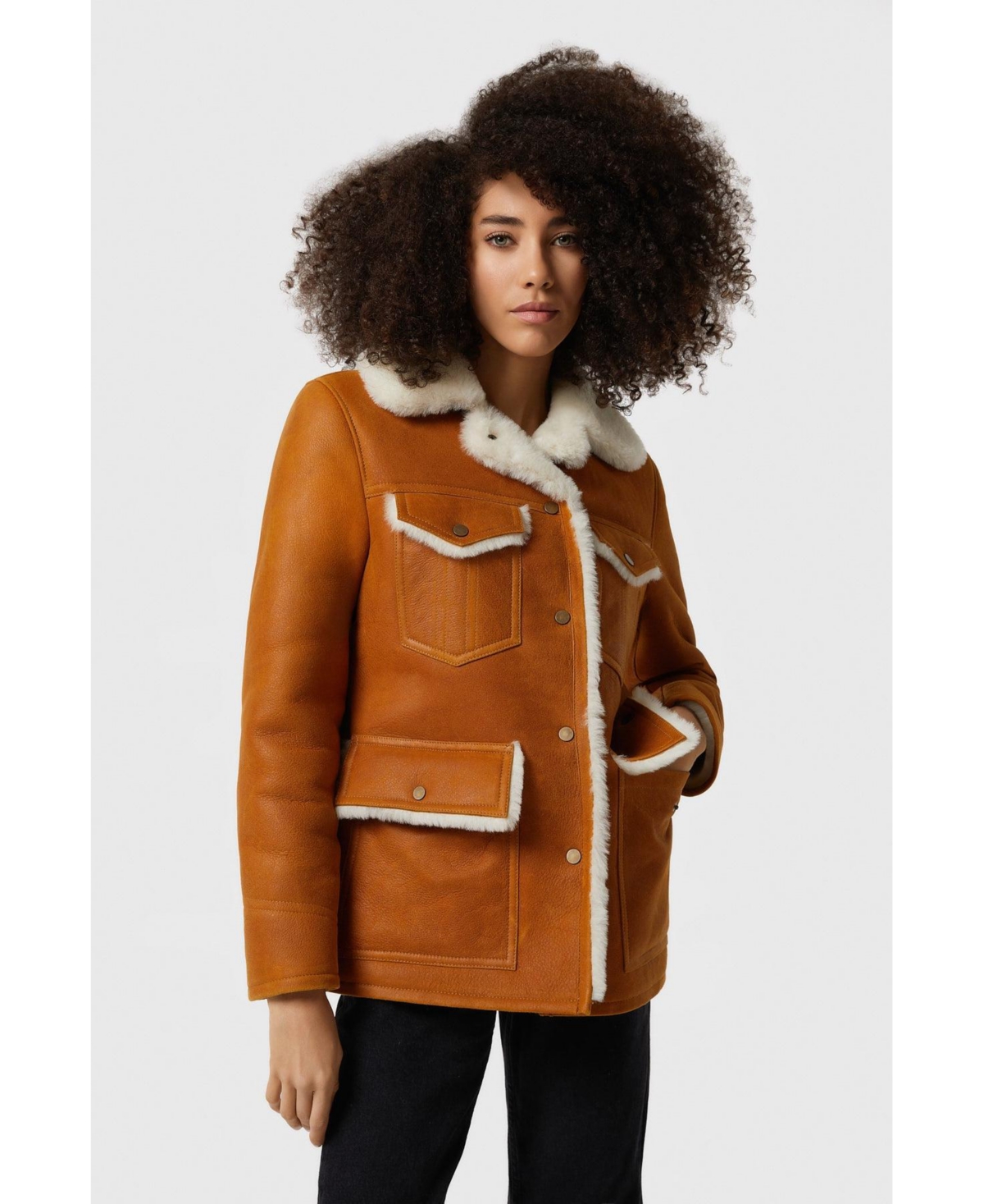 Click here for Furniq Uk Womens Shearling Western Trucker Coat -... prices