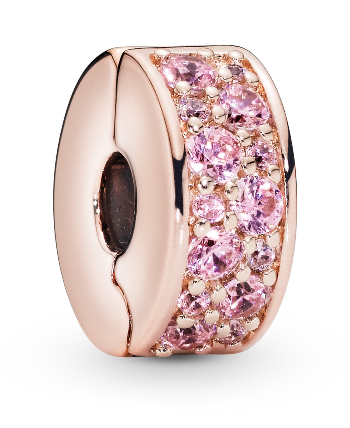 Pandora Cubic Zirconia Pave Fixed Clip Charm - Pink/Gold