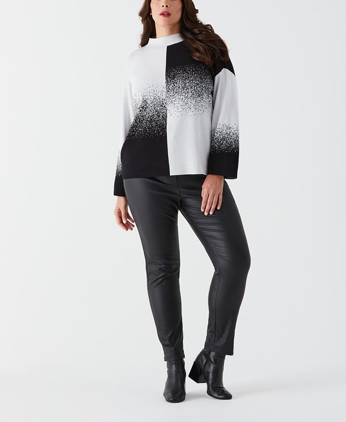 ELLA Rafaella Plus Size Ombre Mock Neck Long Sleeve Sweater - Macy's