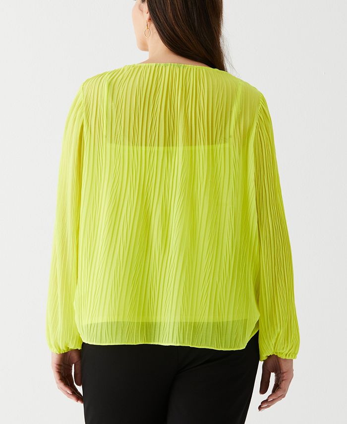 ELLA Rafaella Plus Size Pleated Balloon Sleeve Blouse - Macy's