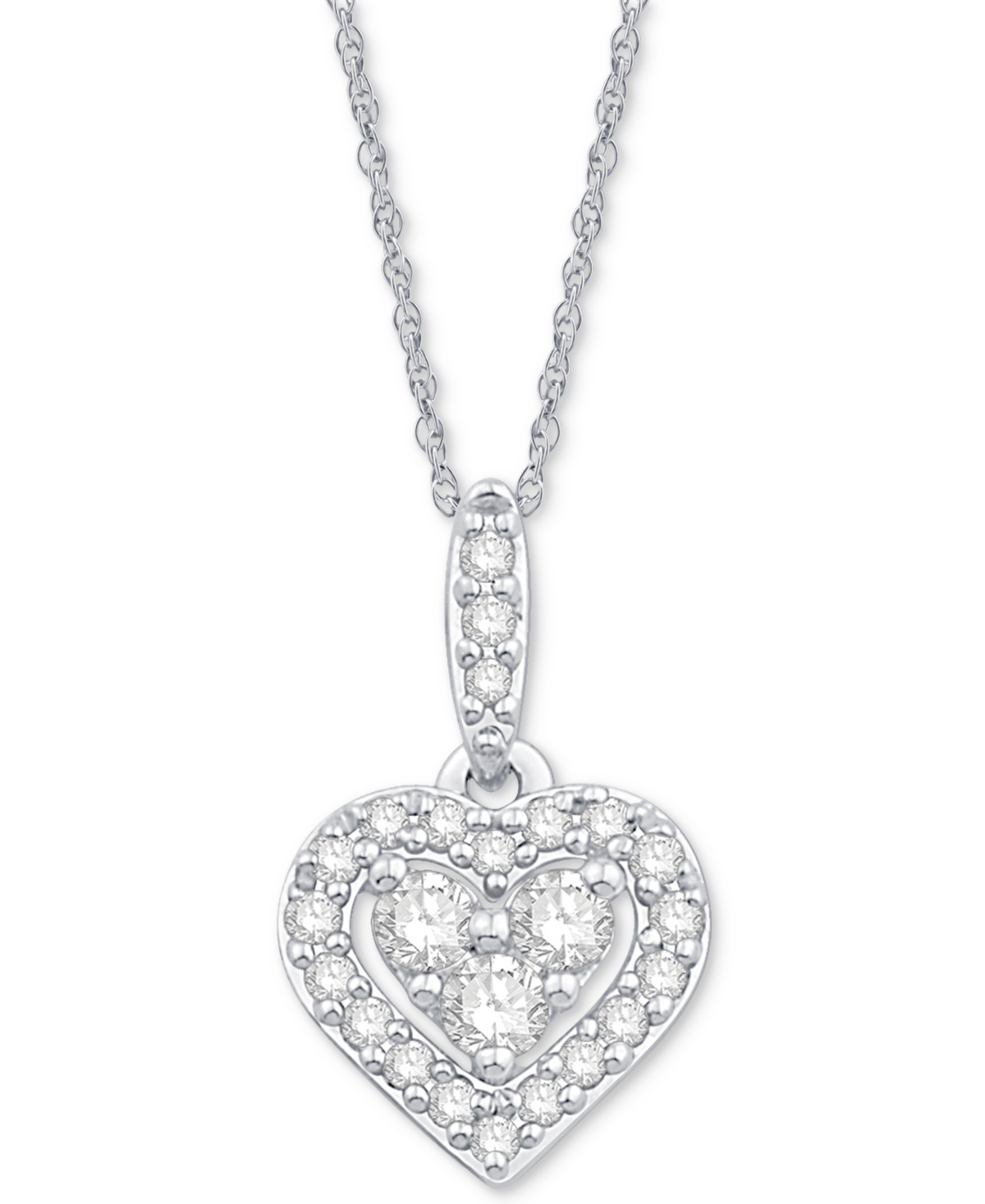 Click here for Diamond Heart Halo Pendant Necklace in 14k White G... prices