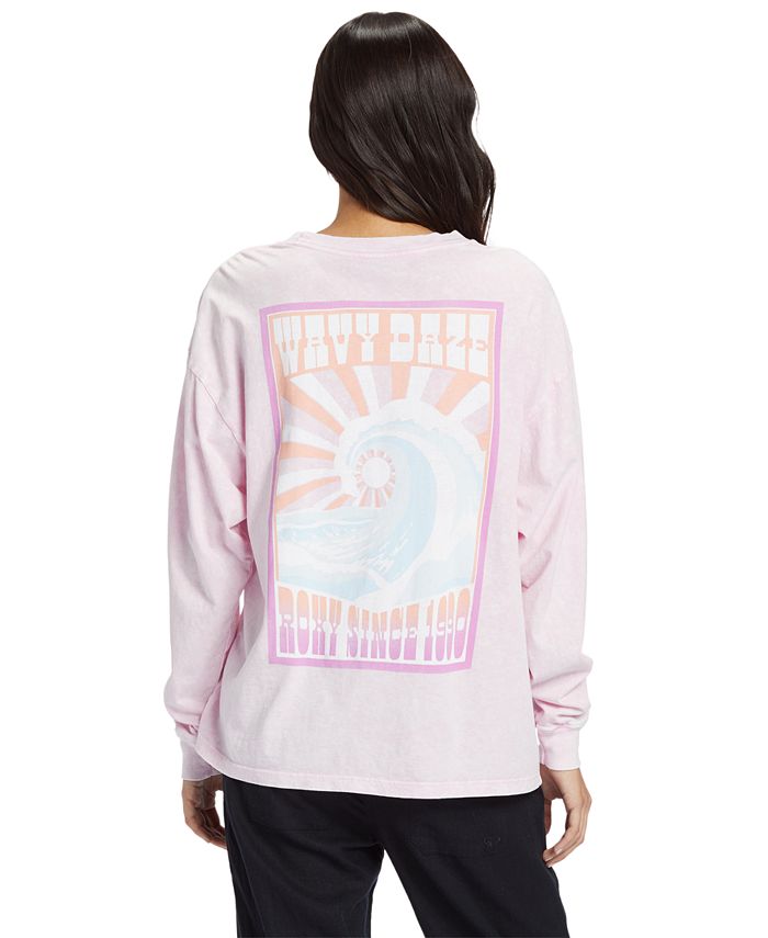 Roxy Juniors' Wavy Daze Oversized Long Sleeve T-Shirt - Macy's