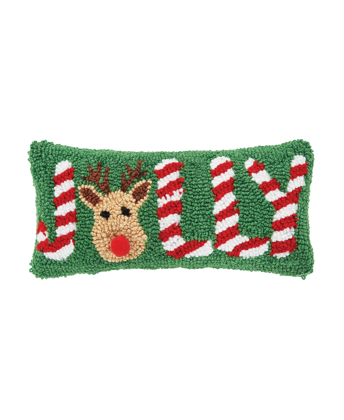 Click here for Jolly Deer Hooked Throw Pillow - Green prices