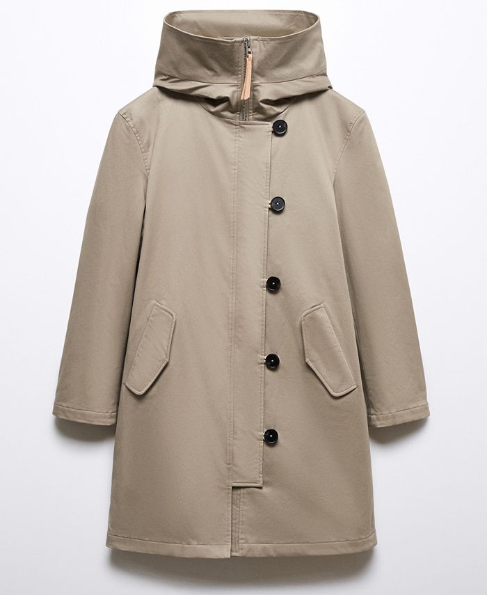 MANGO Women's Shearling Collar Midi Parka - Macy's