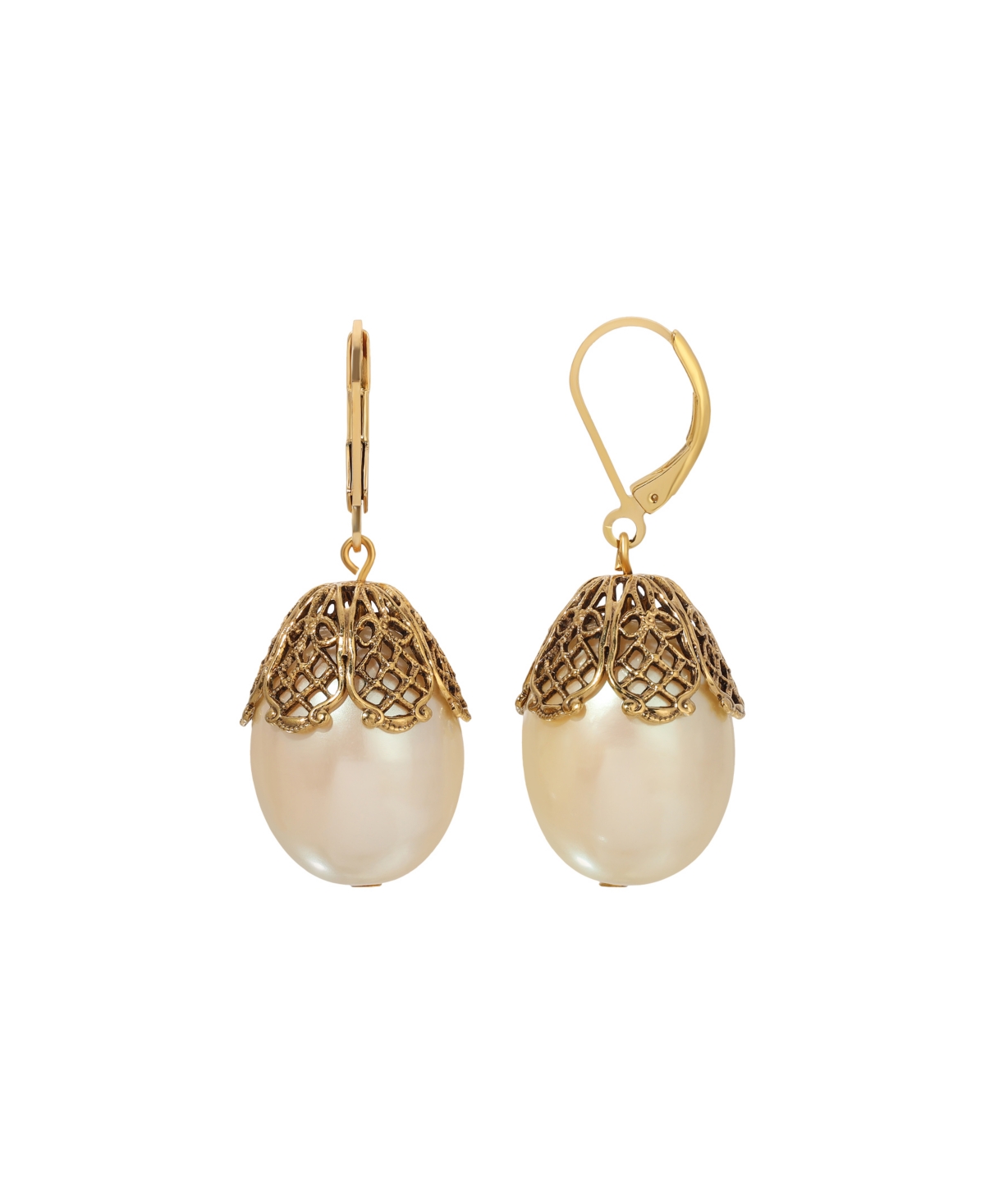 Click here for 2028 Acrylic Oval Filigree Drop Earrings - White prices