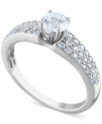 Diamond Pavé Engagement Ring (7/8 ct. t.w.) in 14k White Gold - Macy's