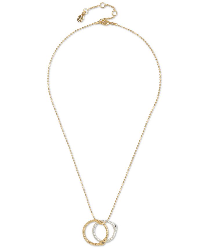 Lucky Brand Two-Tone Jet Pavé Continuous Snake Pendant Necklace, 17-3/4 ...