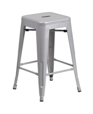 Newark Series Backless Metal Stool With Square Seat For Indoor-Outdoor ...