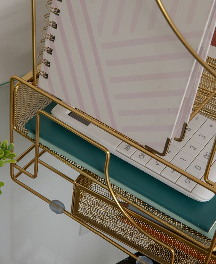 Martha Stewart Ryder Mesh Metal Large Desktop Organizer with Paper File ...