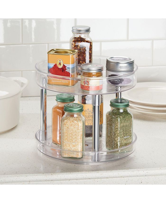mDesign Spinning 2-Tier Lazy Susan Turntable Storage Tower for Kitchen ...