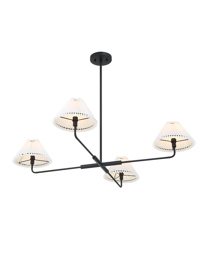 Trade Winds Lighting 4-Light Chandelier with Pleated White Fabric ...