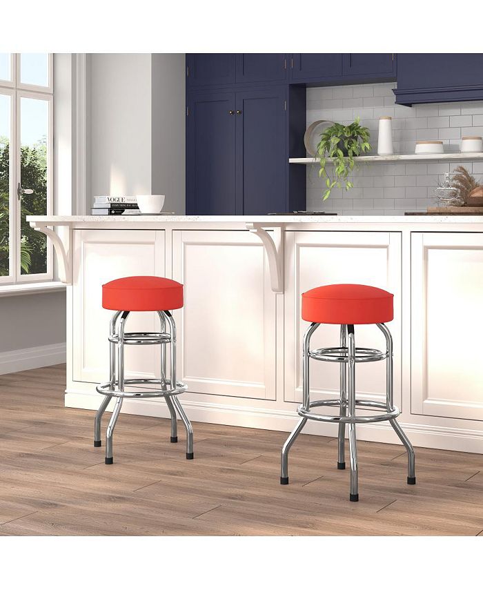 EMMA+OLIVER 2 Pack Double Ring Chrome Barstool - Macy's