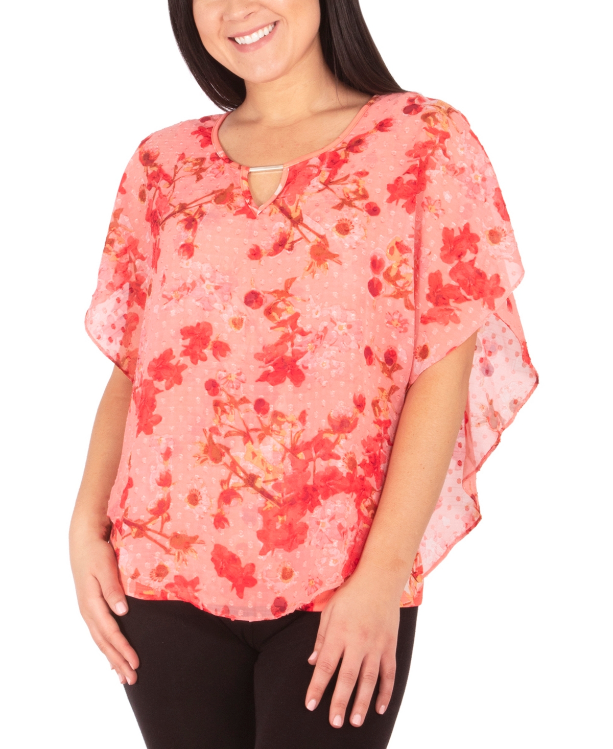 Click here for Ny Collection Petite Poncho Top with Keyhole Neckl... prices
