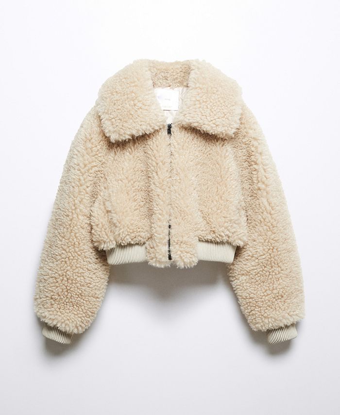 MANGO Women's Faux Fur Bomber Jacket - Macy's