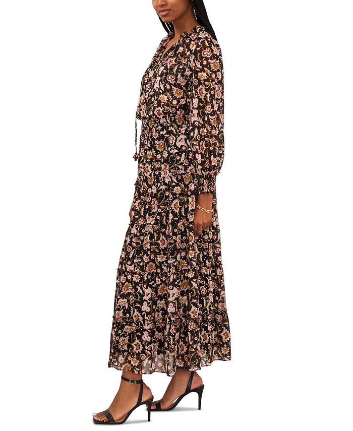 MSK Women's Floral-Print Tiered Maxi Dress - Macy's