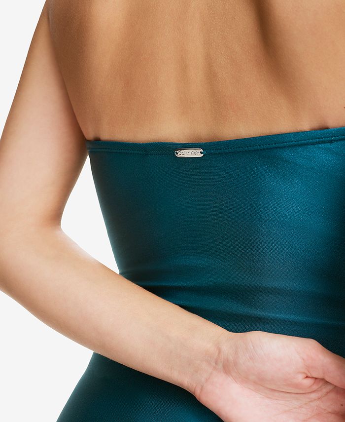 Calvin Klein Women's Shirred Tummy-control Split-cup Bandeau One-piece 