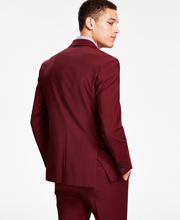 HUGO Men's Modern-Fit Dark Red Double-Breasted Suit Jacket - Macy's