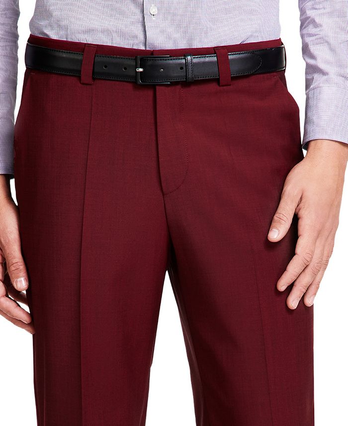 HUGO Men's Modern-Fit Dark Red Suit Trousers - Macy's