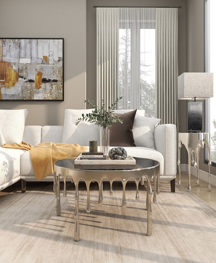 Rosemary Lane Aluminum Drip Coffee Table with Melting Designed Legs and ...