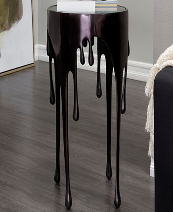 Rosemary Lane Aluminum Drip Accent Table with Melting Design and Shaded ...
