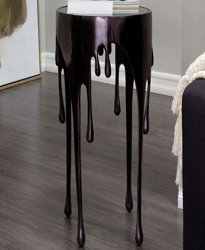 Rosemary Lane Aluminum Drip Accent Table with Melting Design and Shaded ...
