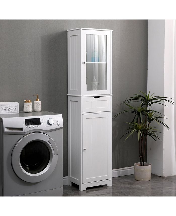 SUGIFT 11.8 in. W x 15.7 in. D x 67 in. H White Freestanding Bathroom ...