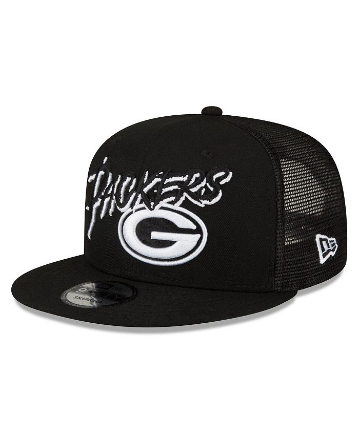 New Era Men's Black Green Bay Packers Graffiti Script 9FIFTY Snapback ...
