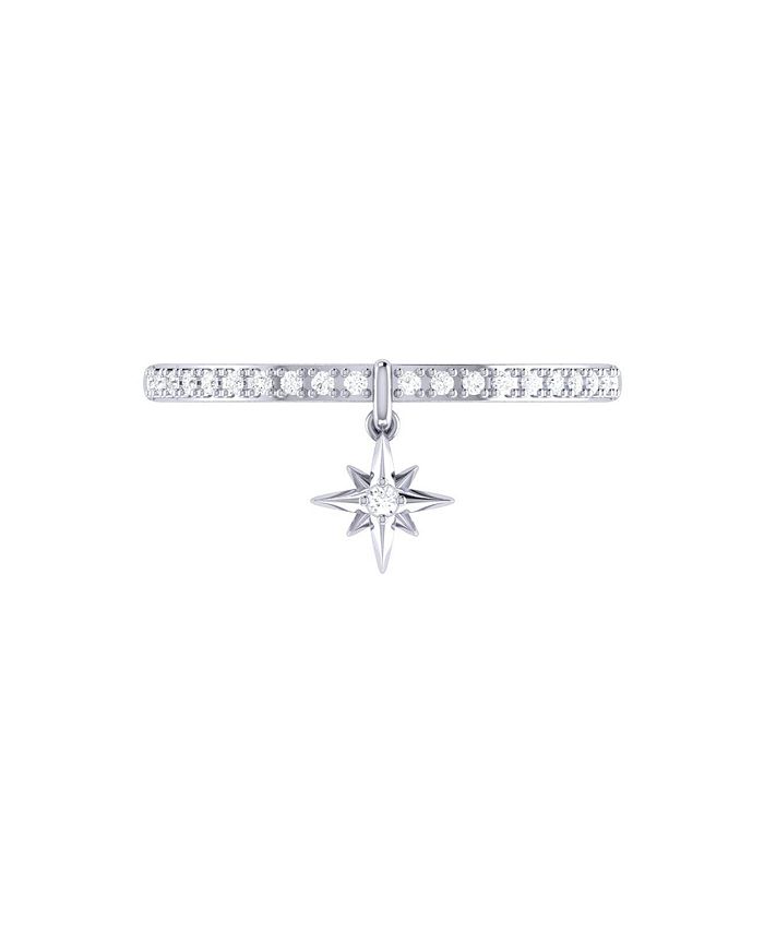 LuvMyJewelry Little North Star Design Sterling Silver Diamond Charm ...