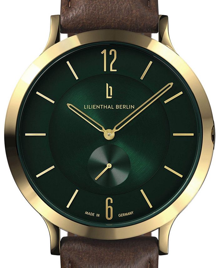 Lilienthal Berlin Men's The Classic Gold Green Brown Leather Watch 42mm ...