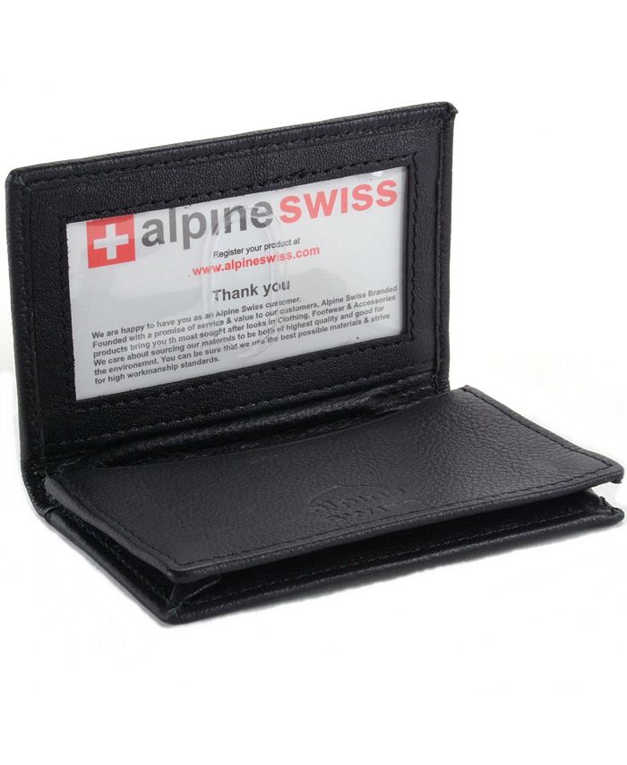 Alpine Swiss Expandable Business Card Case Genuine Leather Front Pocket ...